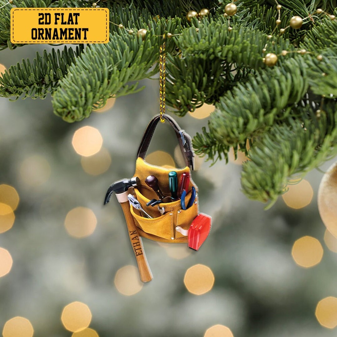 Personalized Construction Tools Bag 2D Ornament, Custom Name ...