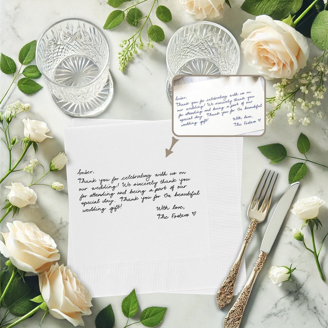Custom Love Note Paper Napkins, Elegant White Napkins Customized for ...