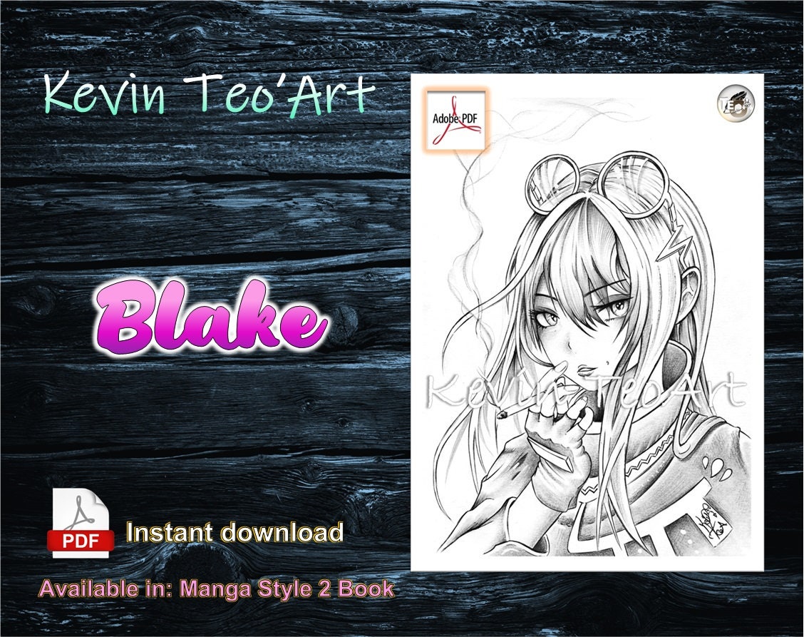 Blake / Kevin Teoart / Coloring Page / Grayscale Illustration - Etsy