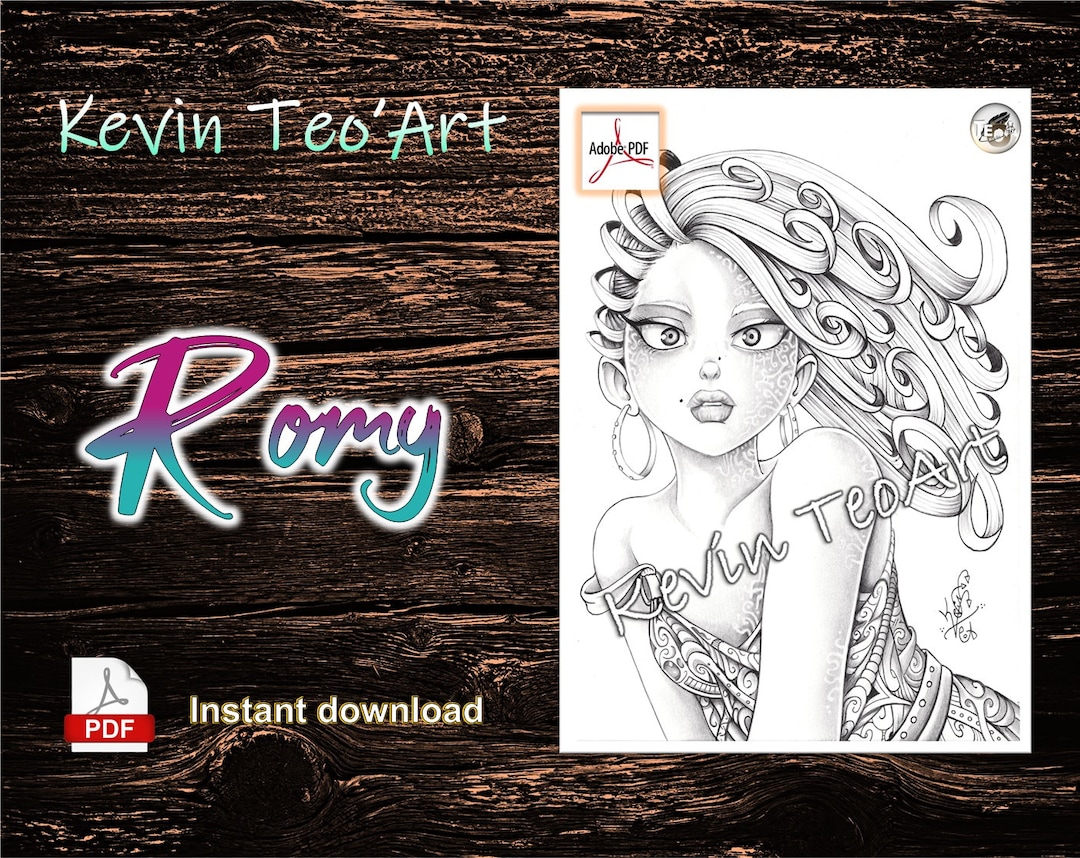 Romy / Kevin Teoart / Coloring Page / Grayscale Illustration - Etsy