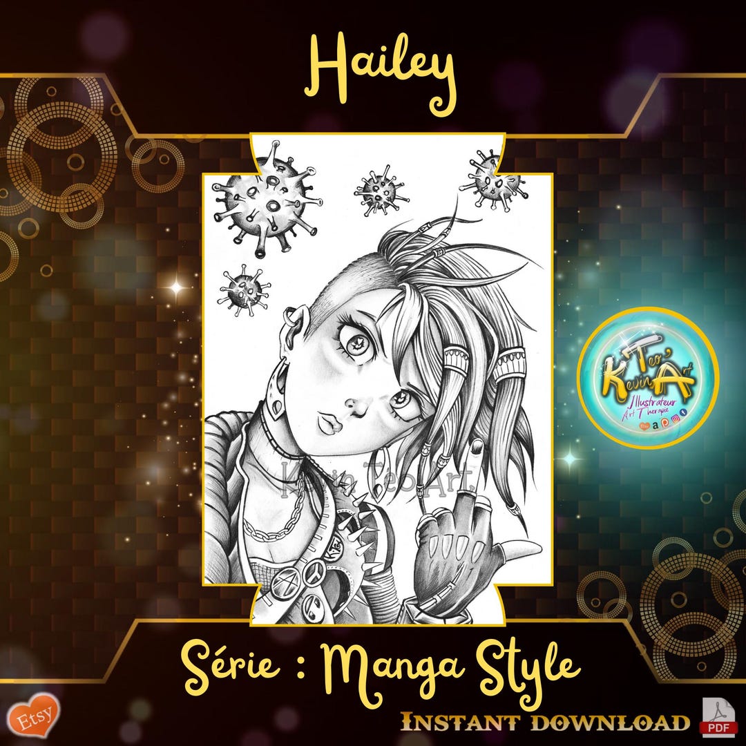 Hailey / Kevin Teoart / Coloring Page / Grayscale Illustration ...