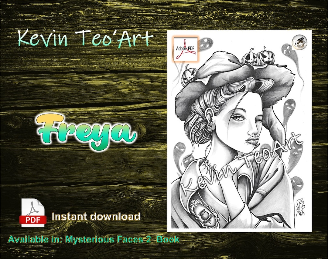 Freya / Kevin Teoart / Coloring Page / Grayscale Illustration ...