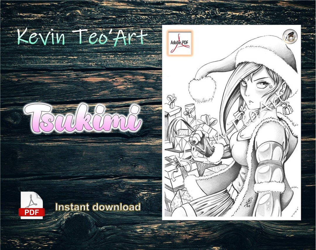 Tsukimi / Kevin Teoart / Coloring Page / Grayscale Illustration ...