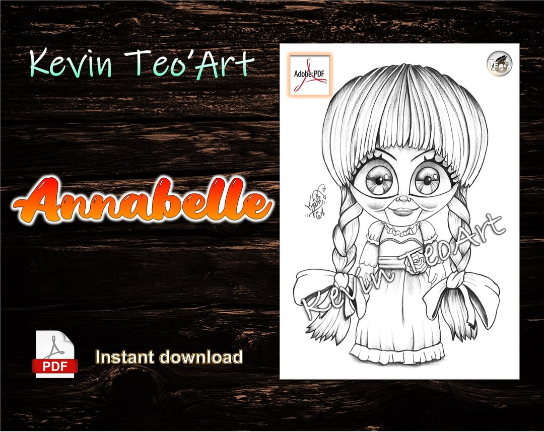Annabelle / Kevin Teoart / Coloring Page / Grayscale Illustration - Etsy