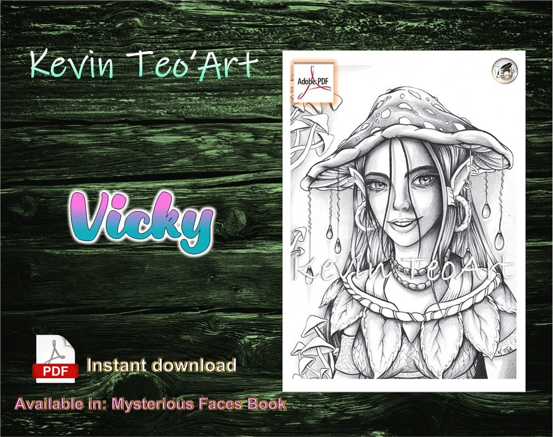 Vicky / Kevin Teoart / Coloring Page / Grayscale Illustration ...