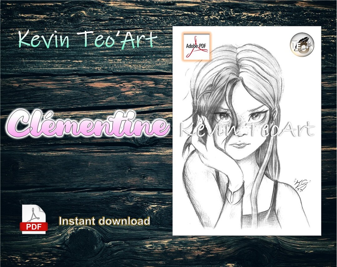 Clementine / Kevin Teoart / Coloring Page / Grayscale Illustration ...