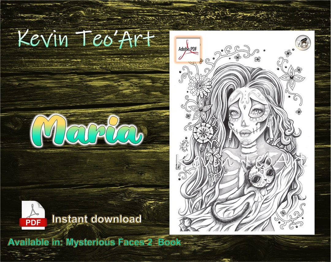 Maria / Kevin Teoart / Coloring Page / Grayscale Illustration ...