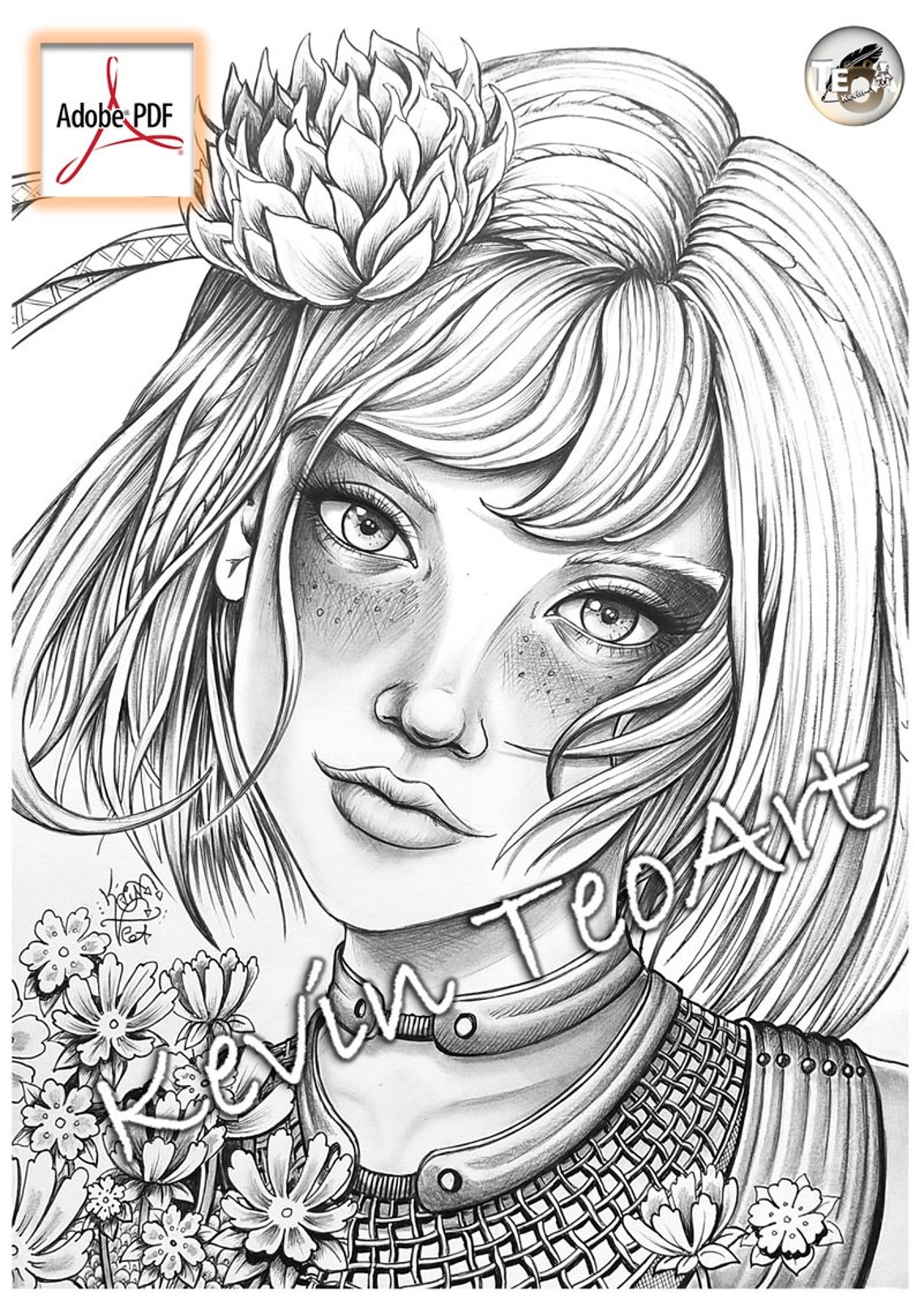 Camille / Kevin Teoart / Coloring Page / Grayscale Illustration - Etsy