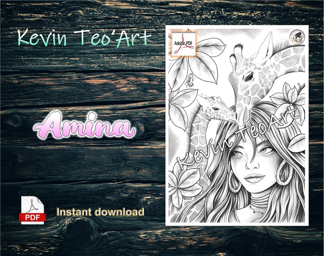 Amina / Kevin Teoart / Coloring Page / Grayscale Illustration ...