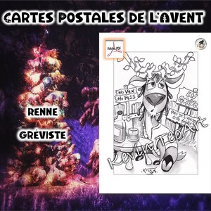 Reindeer Striker / Advent Postcards / A6 Format / Grayscale ...