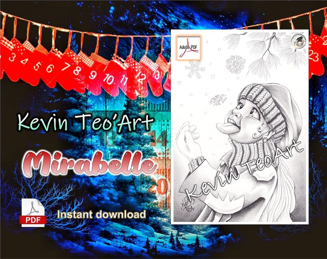 Mirabelle / Kevin Teoart / Coloring Page / Grayscale Illustration - Etsy