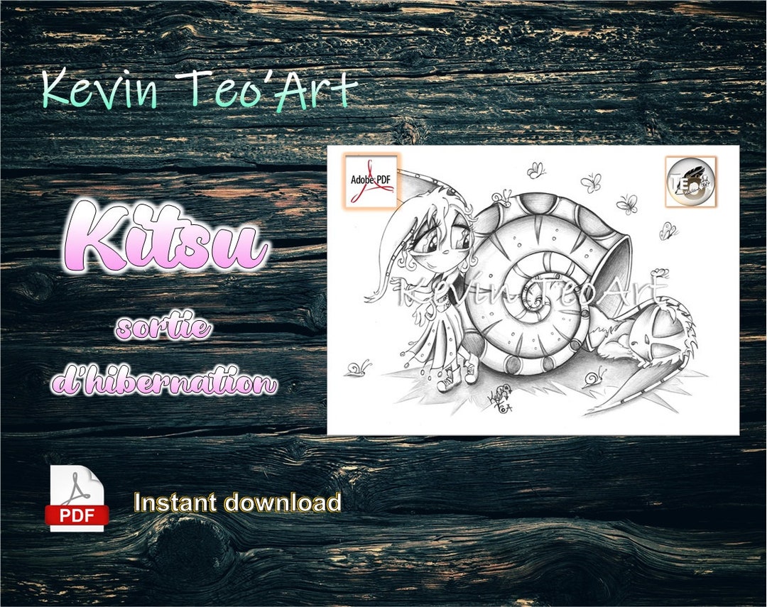 Kitsu Out of Hibernation / Kevin Teoart / Coloring Page / Grayscale ...