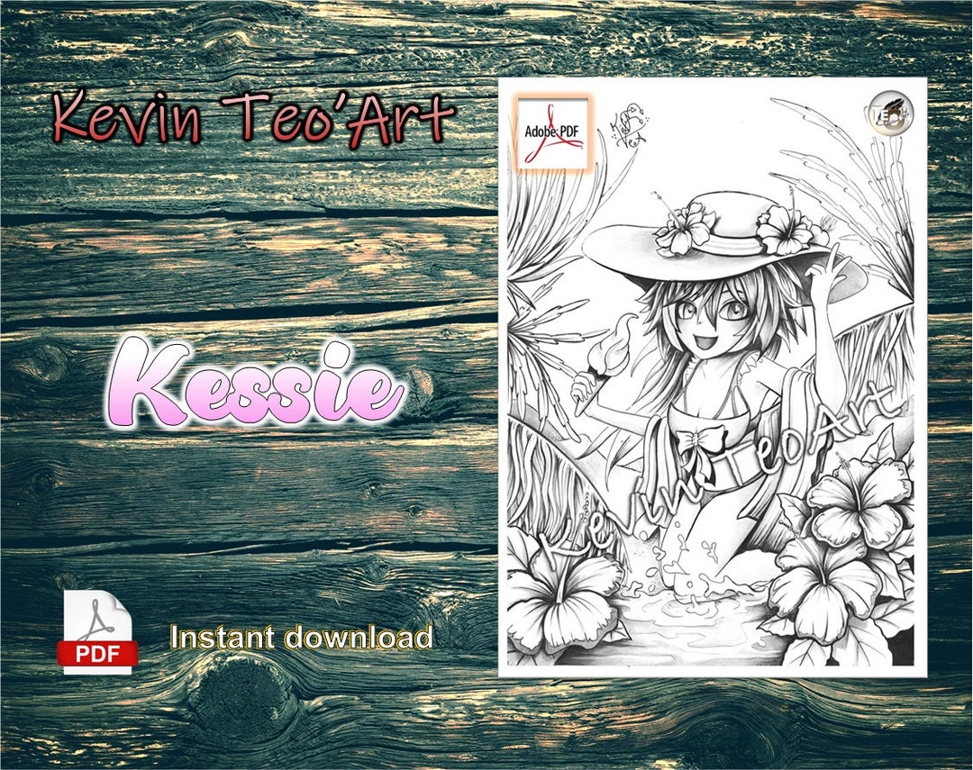 Kessie Summer Holidays / Kevin Teoart / Coloring Page / Grayscale ...