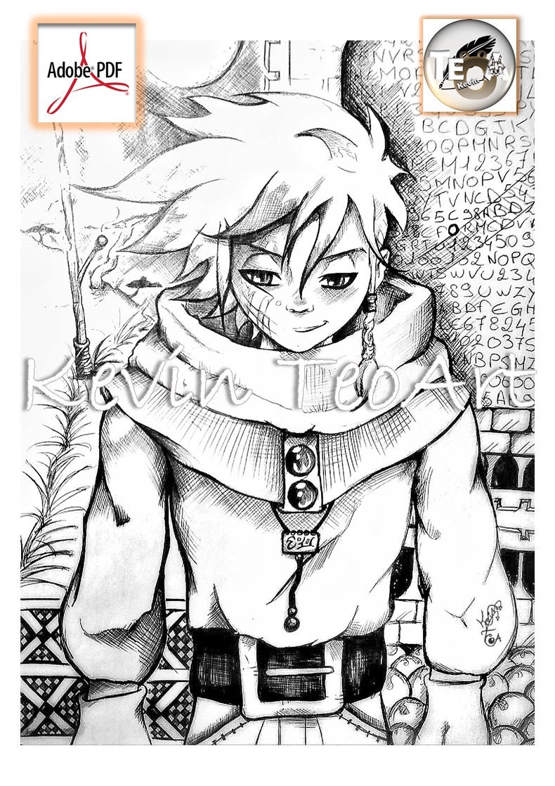 Teo / Kevin Teoart / Page De Coloriage / Grayscale | Etsy Australia