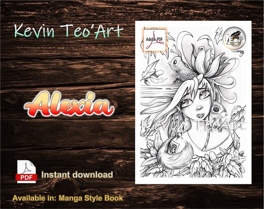 Alexia / Kevin Teoart / Coloring Page / Grayscale Illustration ...
