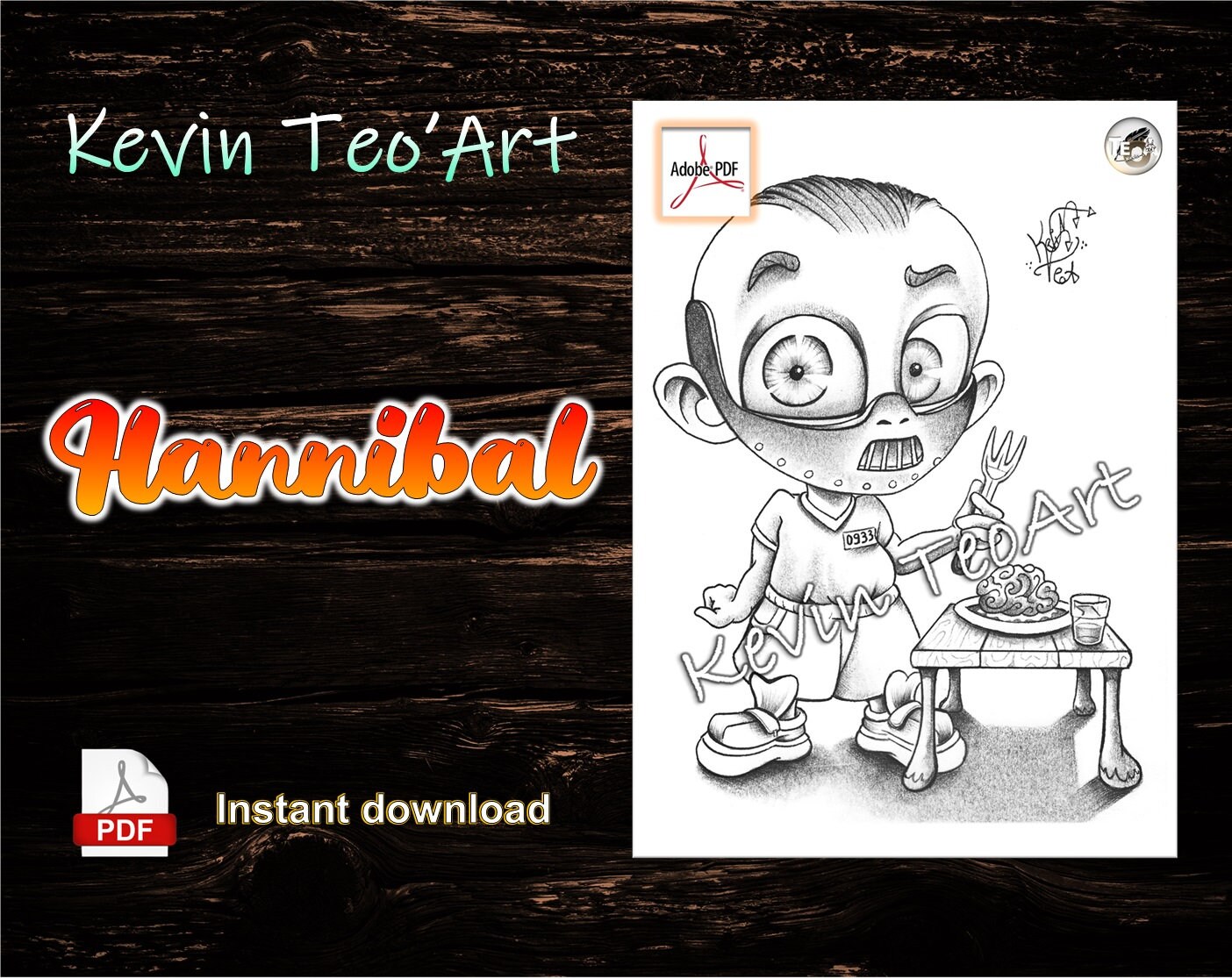 Hannibal / Kevin Teoart / Coloring Page / Grayscale - Etsy