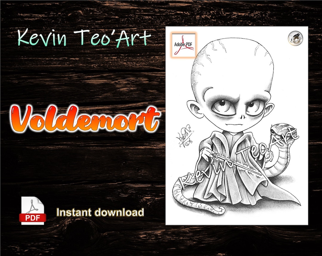 Voldemort / Kevin Teoart / Coloring Page / Grayscale Illustration - Etsy