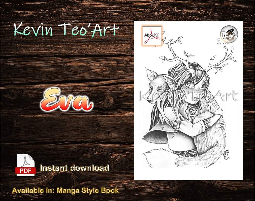 Eva / Kevin Teoart / Coloring Page / Grayscale Illustration / Coloring ...