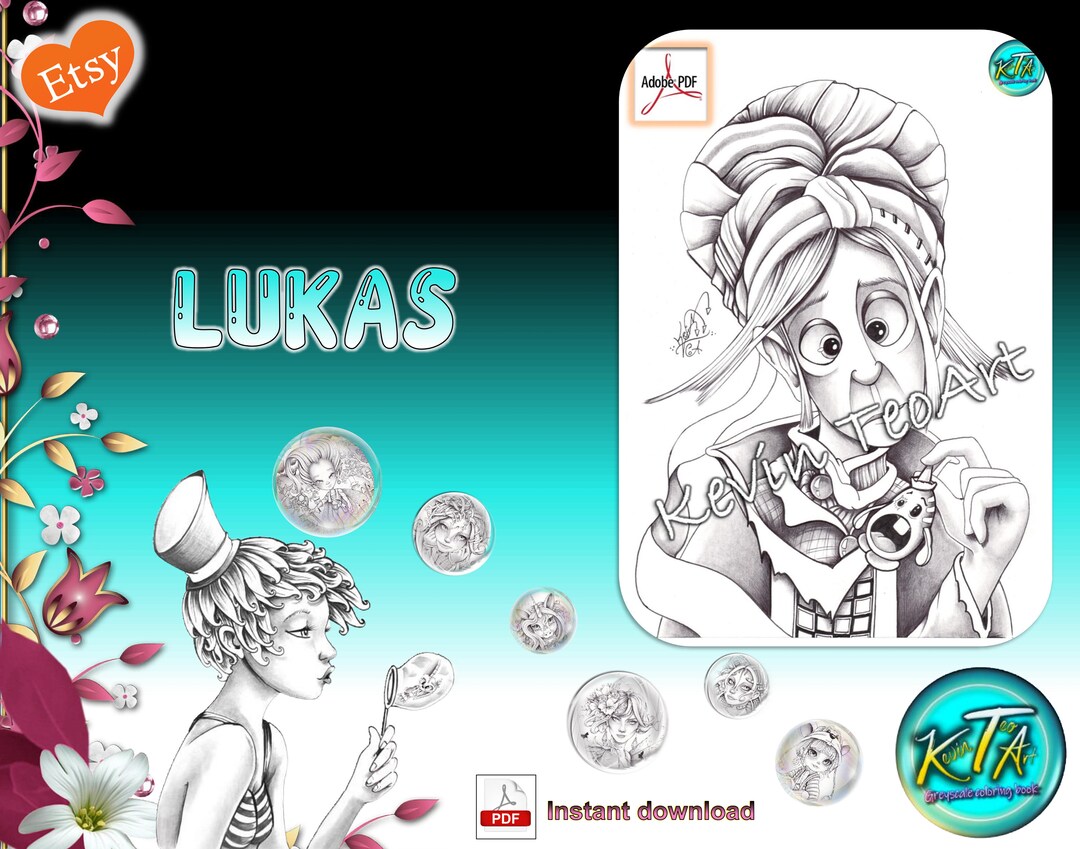 Lukas / Kevin Teoart / Coloring Page / Grayscale Illustration - Etsy
