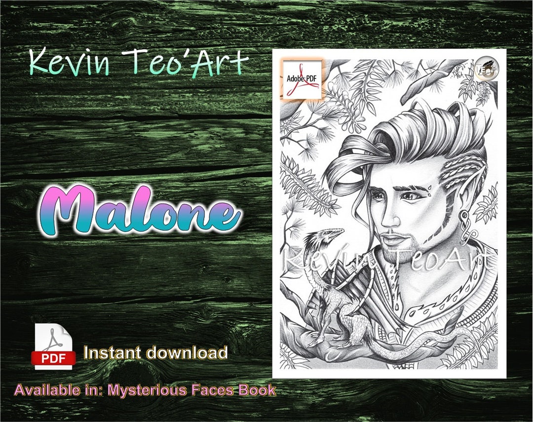 Malone / Kevin Teoart / Coloring Page / Grayscale Illustration ...