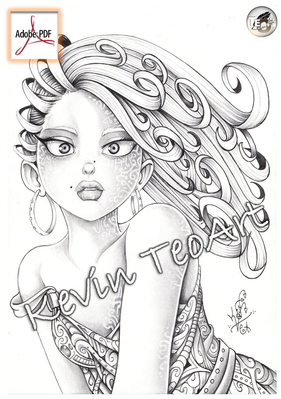 Romy / Kevin Teoart / Coloring Page / Grayscale Illustration - Etsy