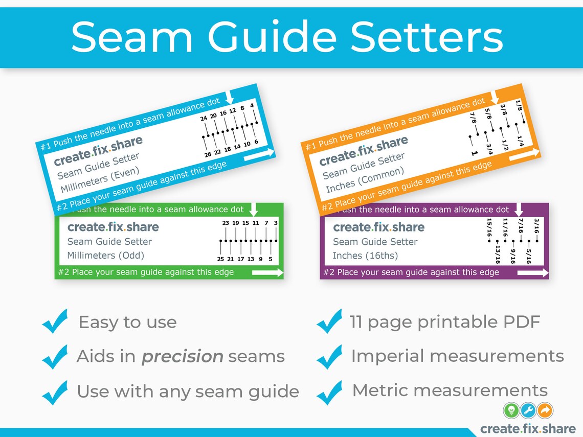 Seam Guide Setters Seam Allowance Guides PDF Printable - Etsy