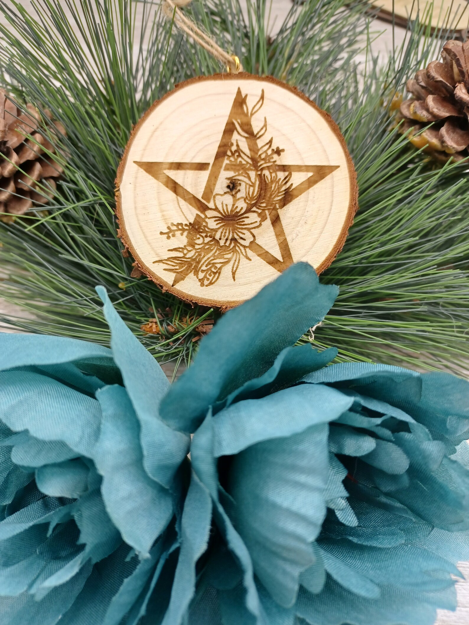 Engraved Natural Wood Pentagram - Etsy