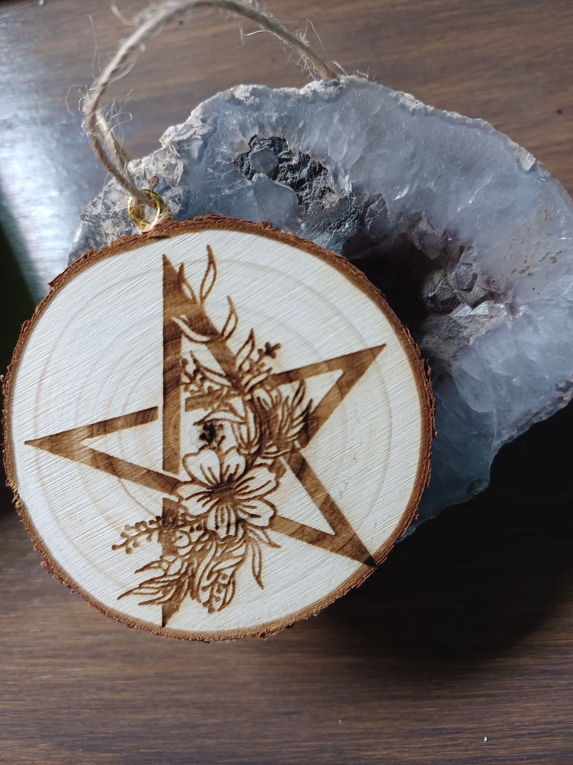 Engraved Natural Wood Pentagram - Etsy