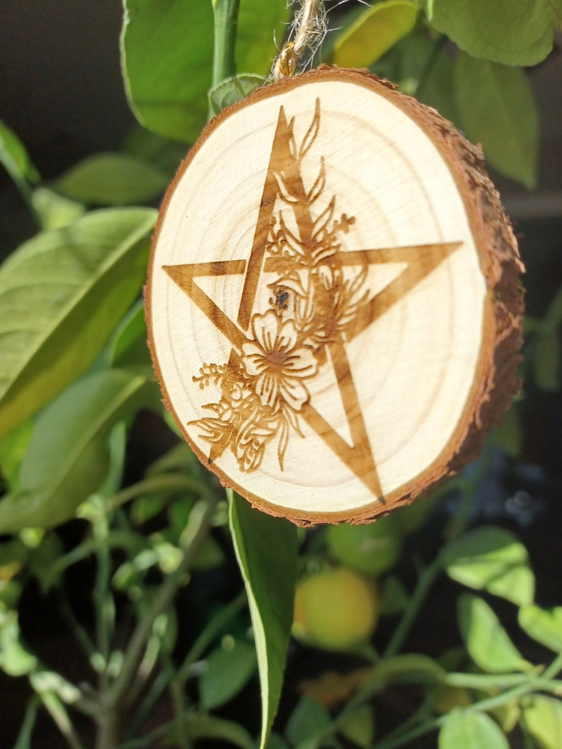 Engraved Natural Wood Pentagram - Etsy