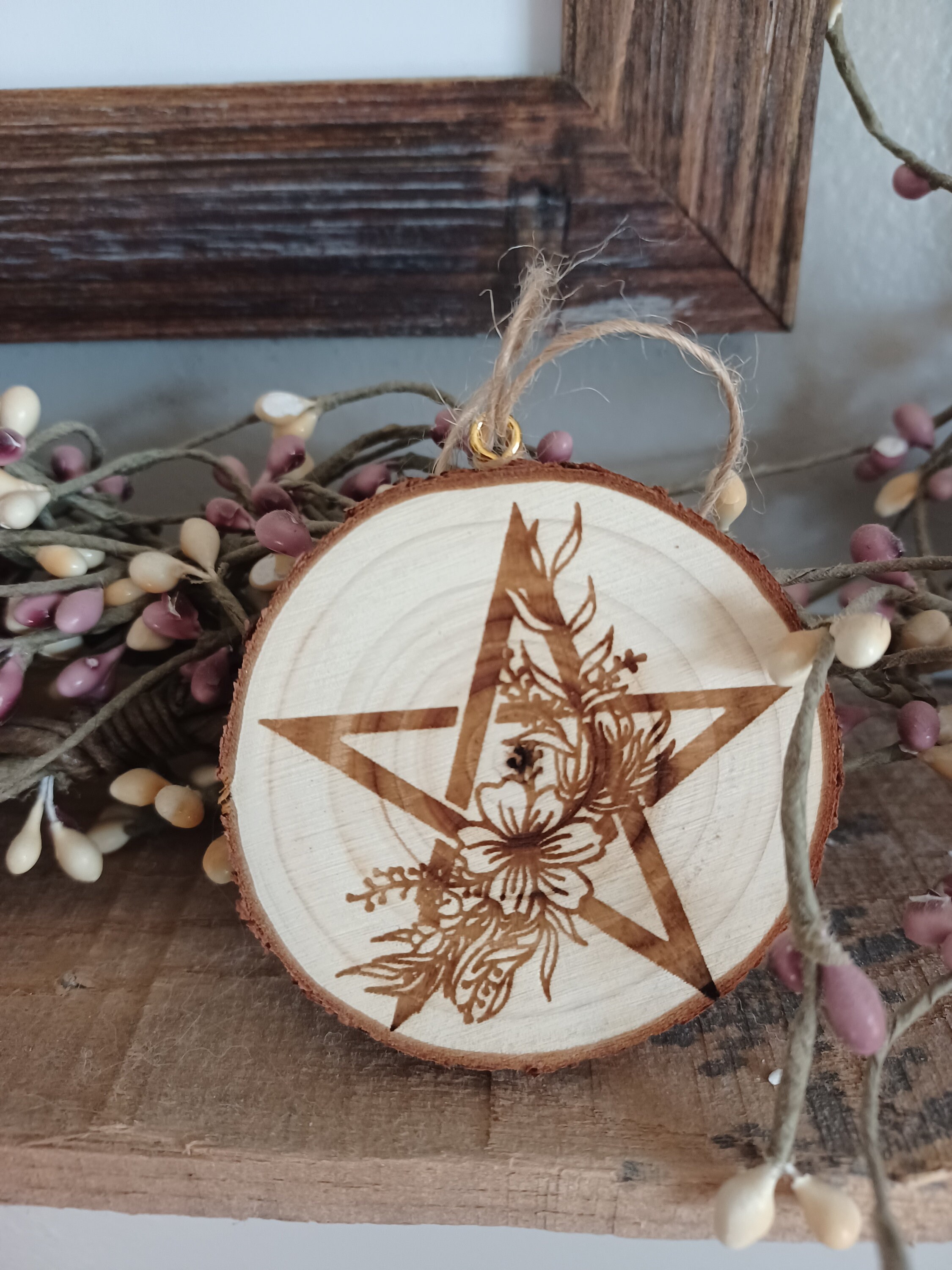 Engraved Natural Wood Pentagram - Etsy