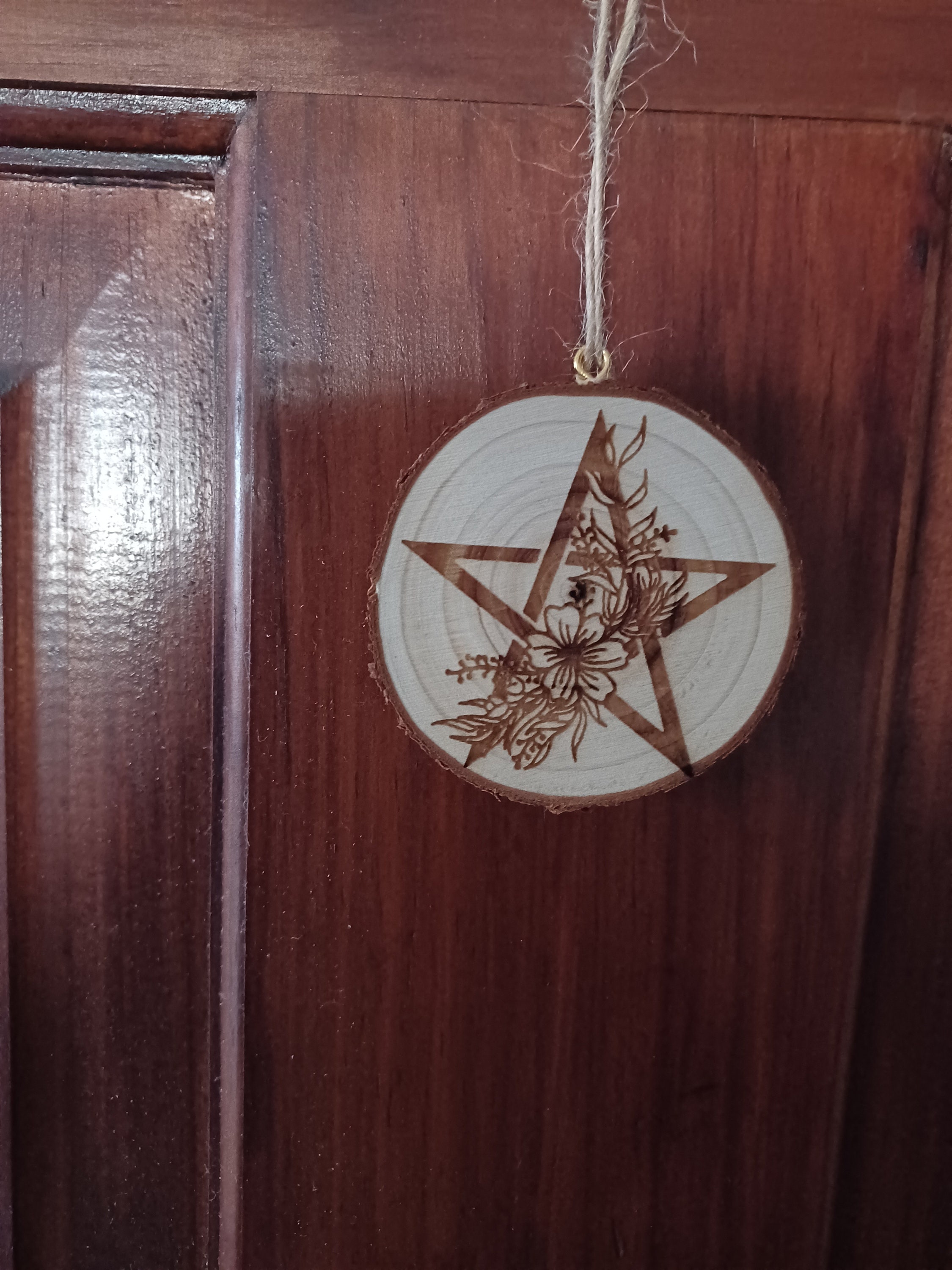 Engraved Natural Wood Pentagram - Etsy