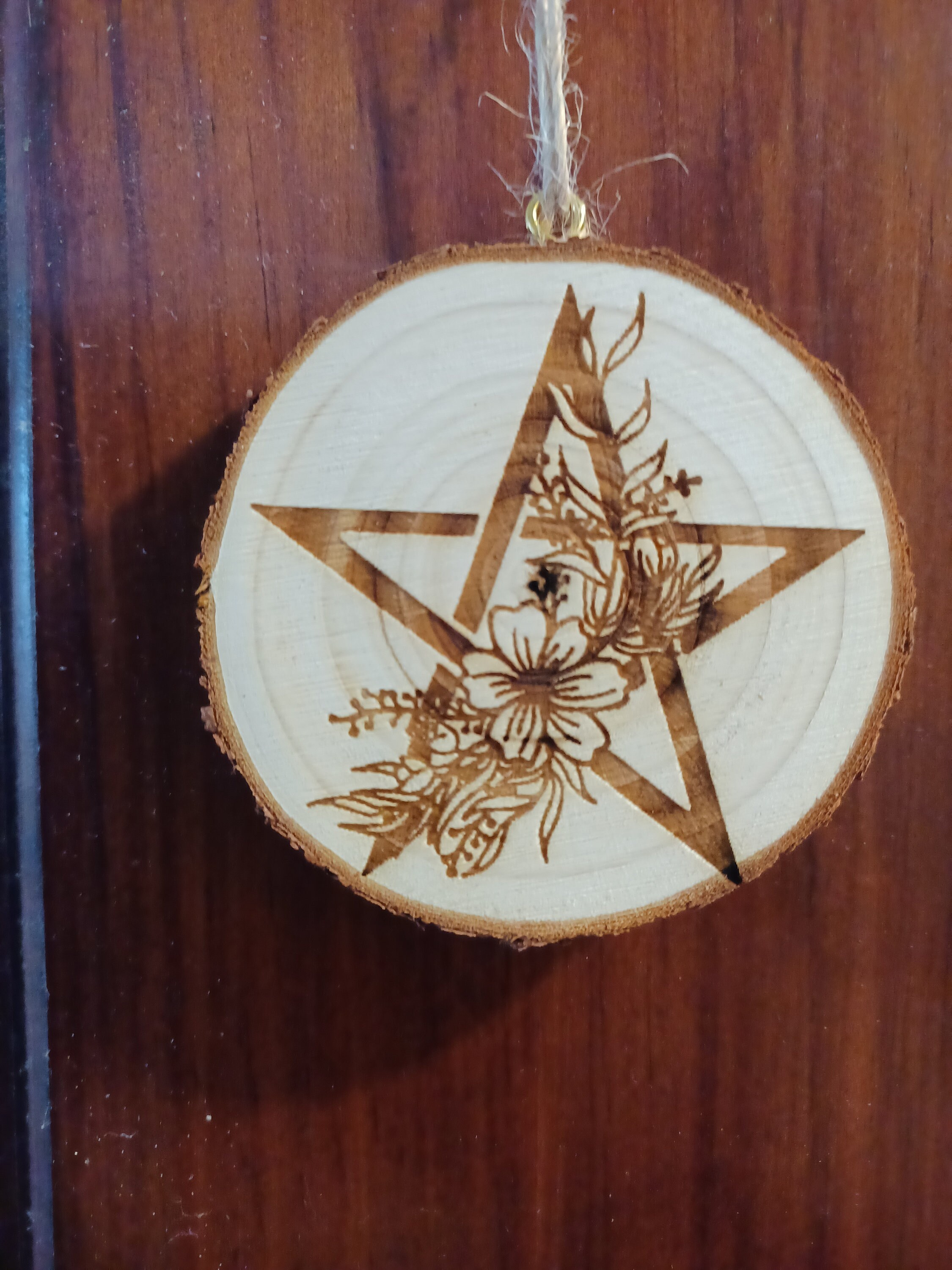 Engraved Natural Wood Pentagram - Etsy