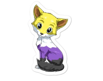 Cute Nonbinary Fox Sticker Genderqueer and Enby Sticker - Etsy