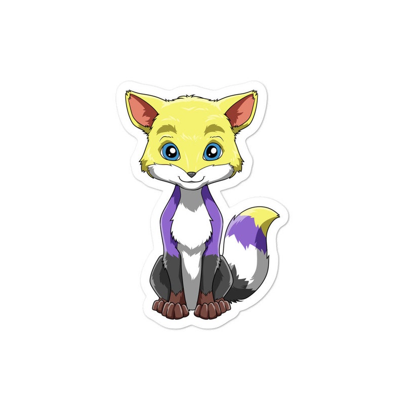 Cute Nonbinary Fox Sticker | Genderqueer and Enby Sticker | Non Binary ...