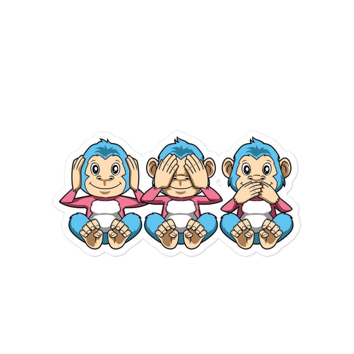 Cute Transgender Monkey Sticker - Genderqueer and Trans Sticker - Three ...