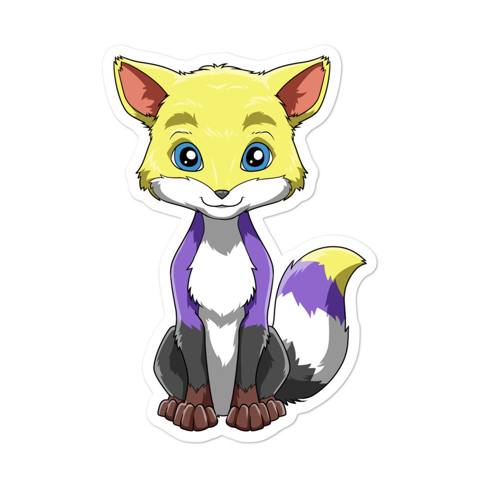 Cute Nonbinary Fox Sticker | Genderqueer and Enby Sticker | Non Binary ...