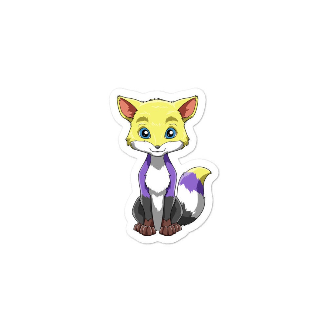Cute Nonbinary Fox Sticker | Genderqueer and Enby Sticker | Non Binary ...