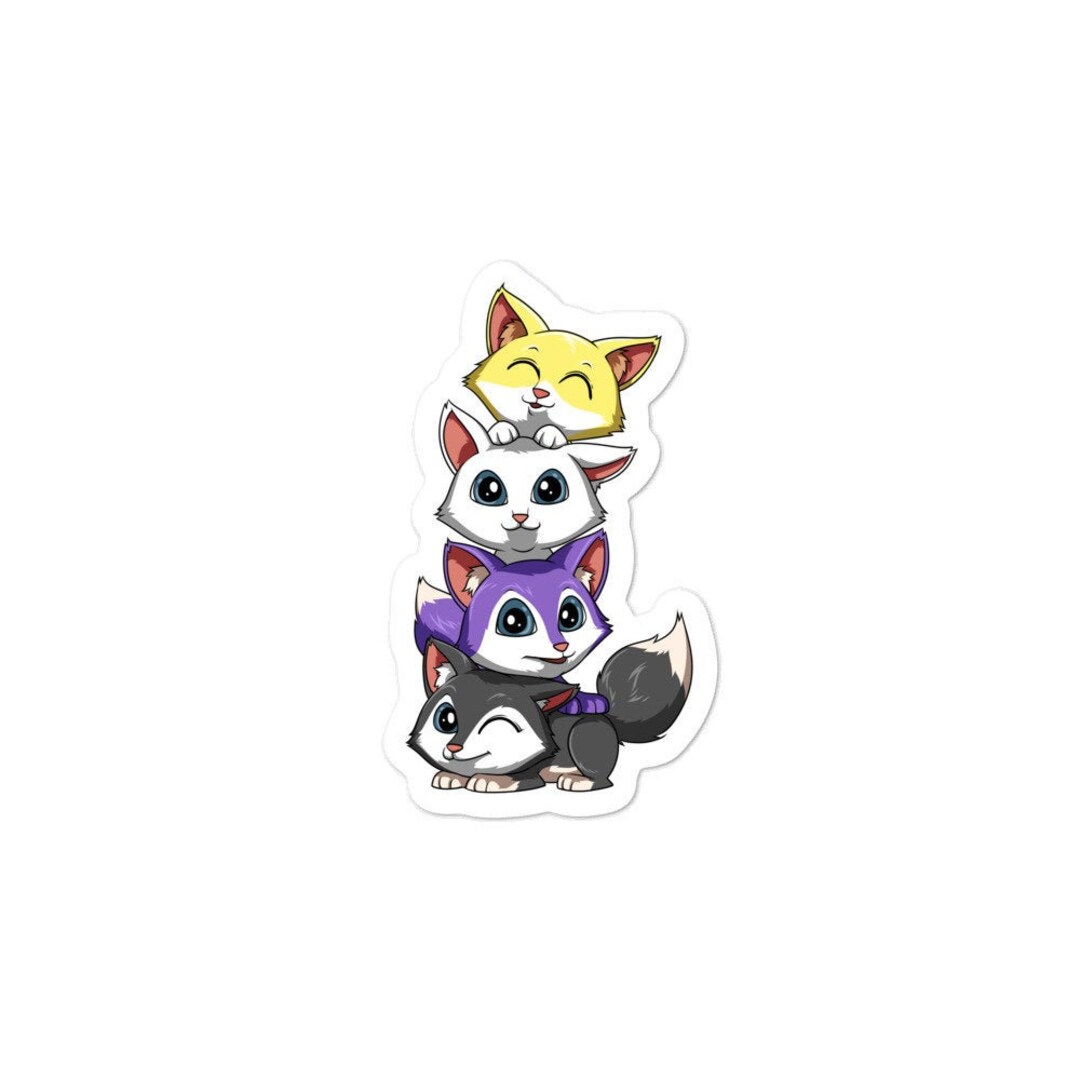 Cute Nonbinary Foxes Sticker - Genderqueer and Enby Sticker - Non ...
