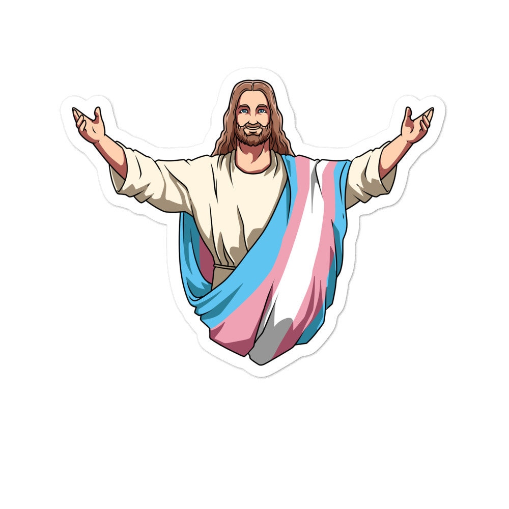 Pro Transgender Jesus Sticker Divertido Genderqueer y Trans Sticker God ...