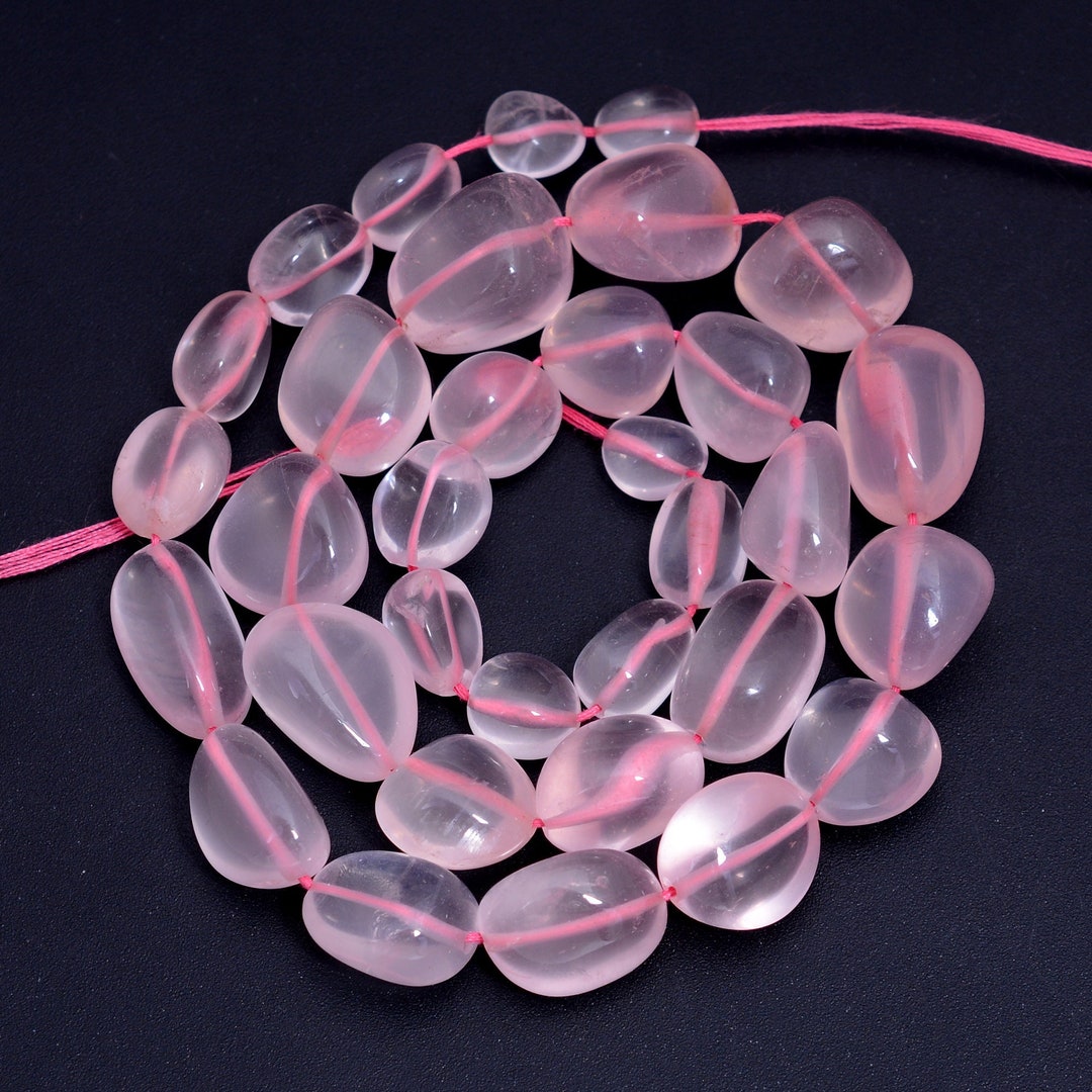 Natural Rose Quartz Smooth Nuggets Shape Beads, Rose Quartz Gemstone ...