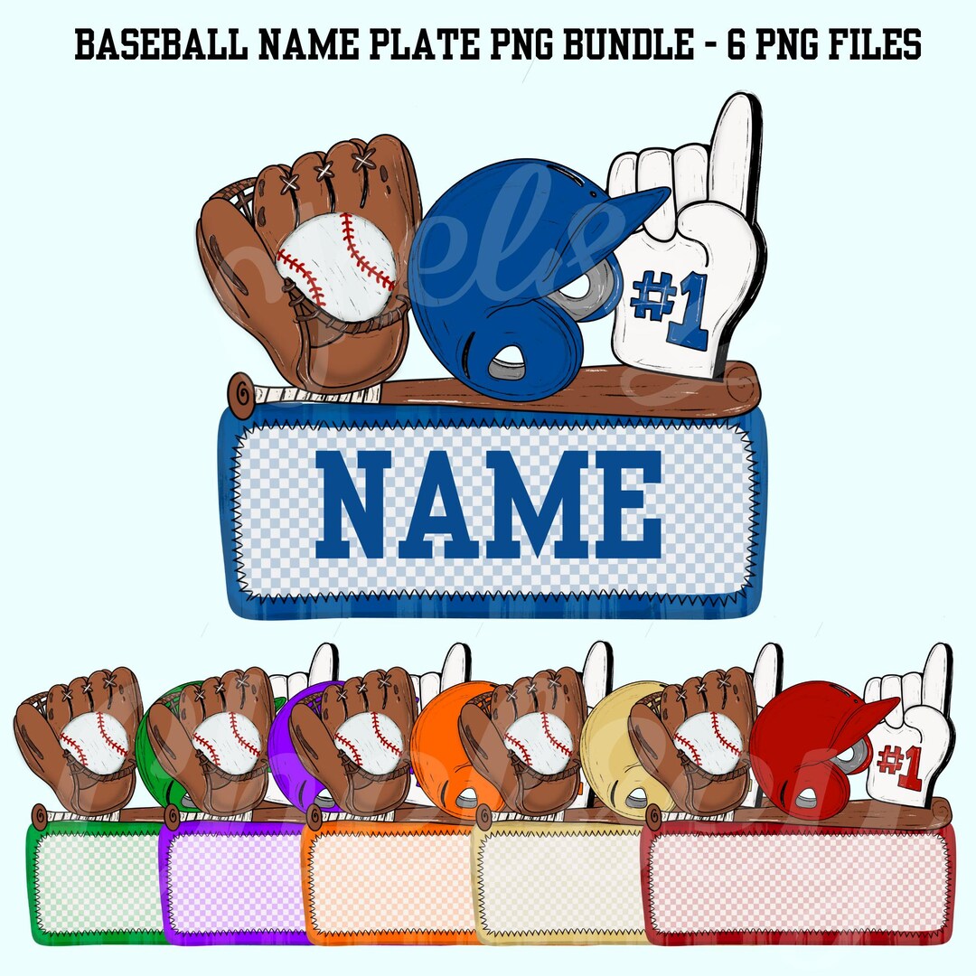 Baseball Name Plate Bundle (6 Colors) PNG, Baseball PNG, Custom ...