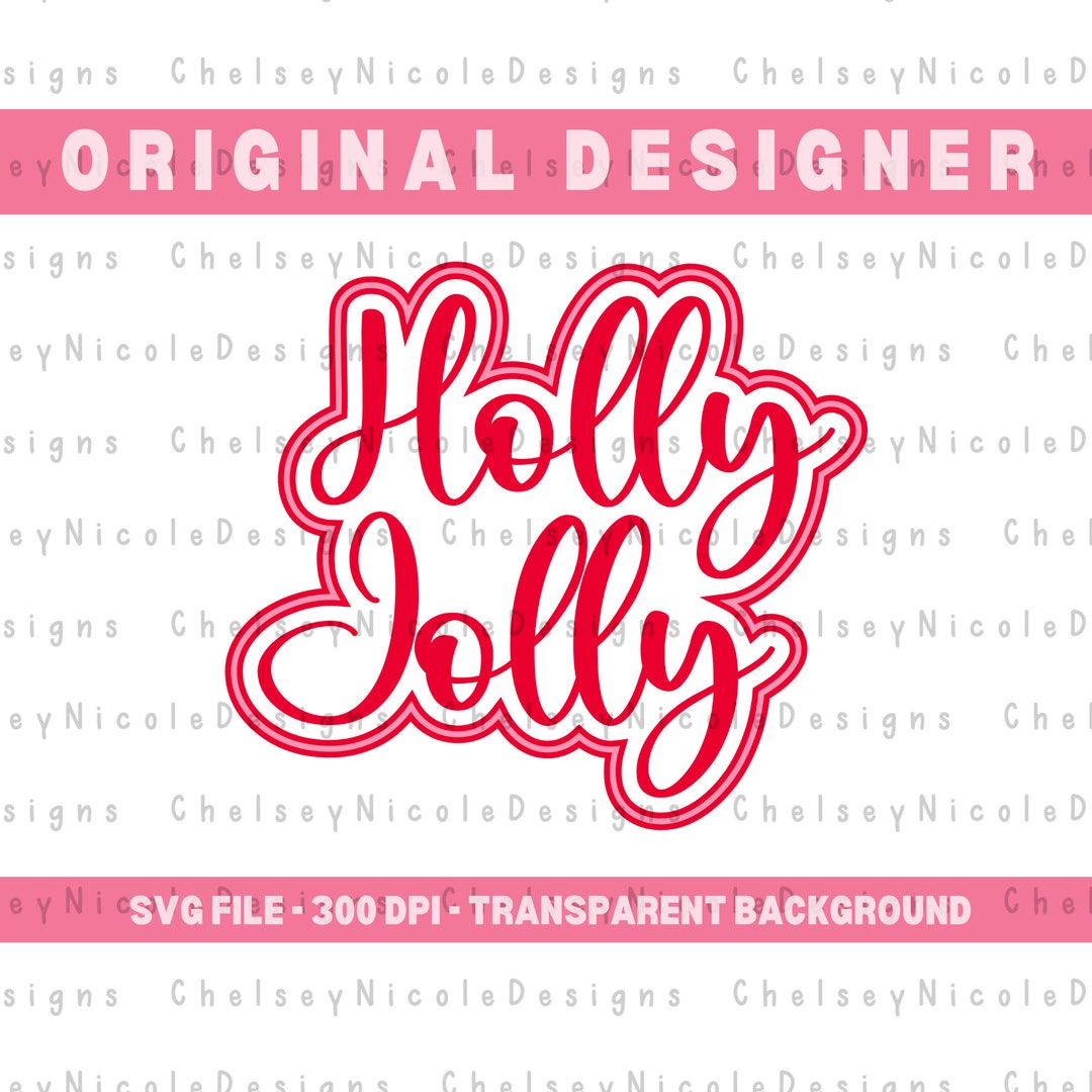 Holly Jolly Outline PNG | Merry PNG | Simple Christmas PNG | Christmas ...