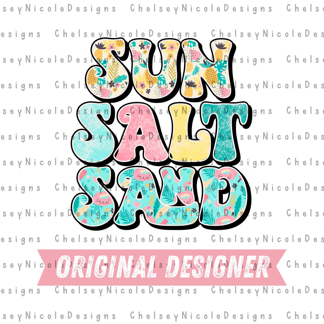 Sun Salt Sand PNG | Retro Beach PNG | Retro Font PNG | Floral Beach ...