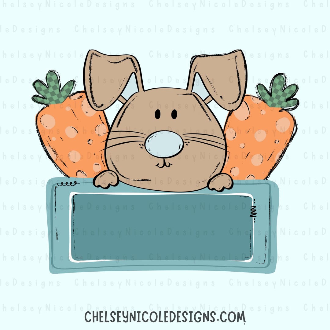 Easter Bunny Name Plate PNG - Hand Drawn PNG - Boys Easter Name Plate ...