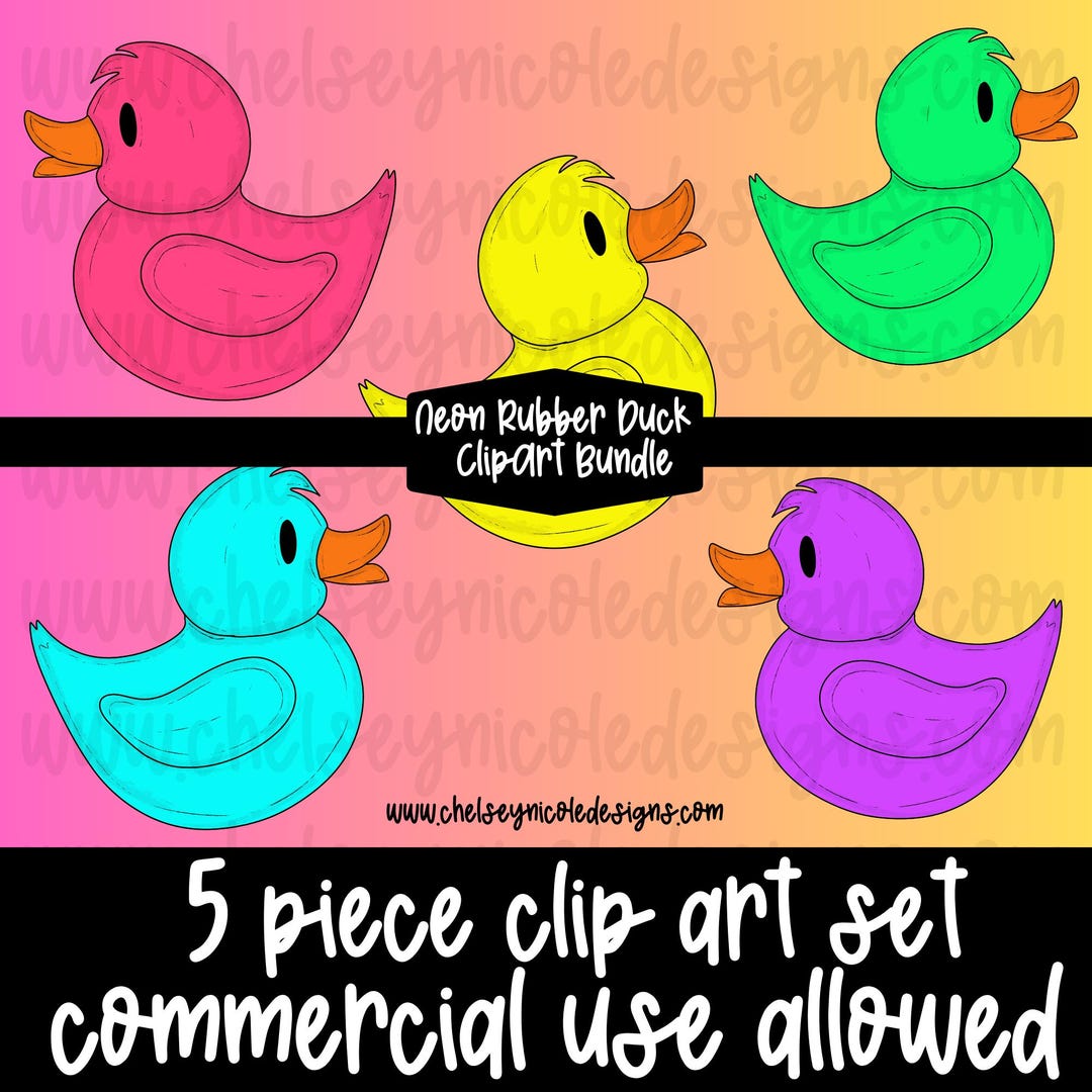 Neon Rubber Duck Clipart - COMMERCIAL USE ALLOWED - Etsy