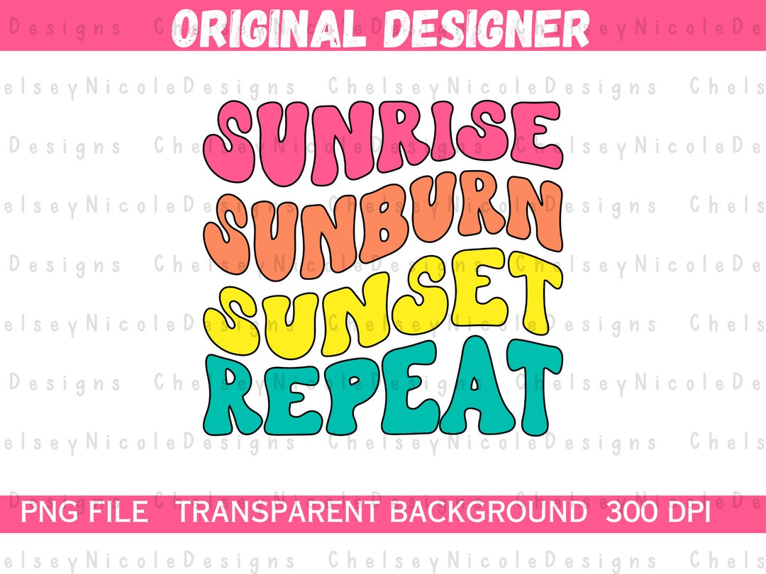 Sunrise Sunburn Sunset Repeat PNG | Retro Summer PNG | Bright Color ...