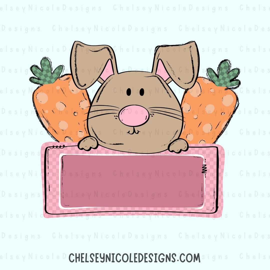 Easter Bunny Name Plate PNG - Hand Drawn PNG - Girls Easter Name Plate ...