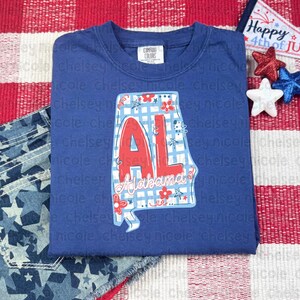 Hand Drawn State PNG | Alabama Red White Blue State - Etsy