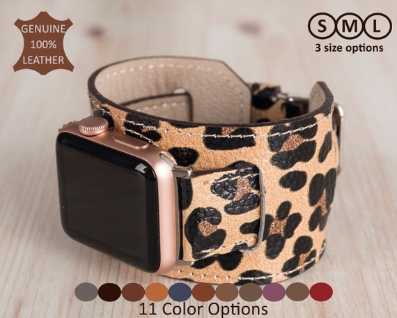 Leopard Leather Apple Watch Cuff Apple Band Strap. Samsung | Etsy