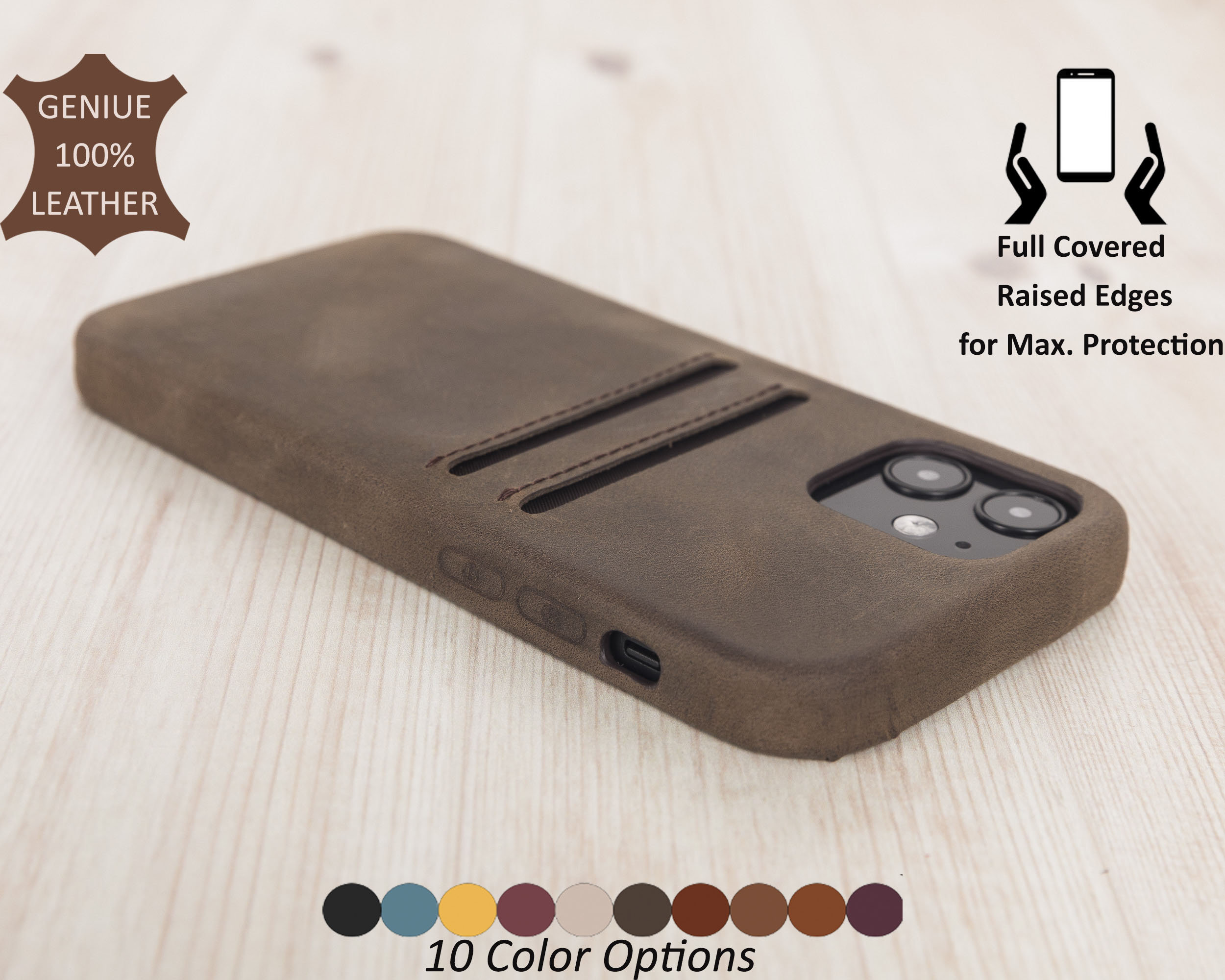 Genuine Leather iPhone Card Holder Case. iPhone 12 11 X XS | Etsy